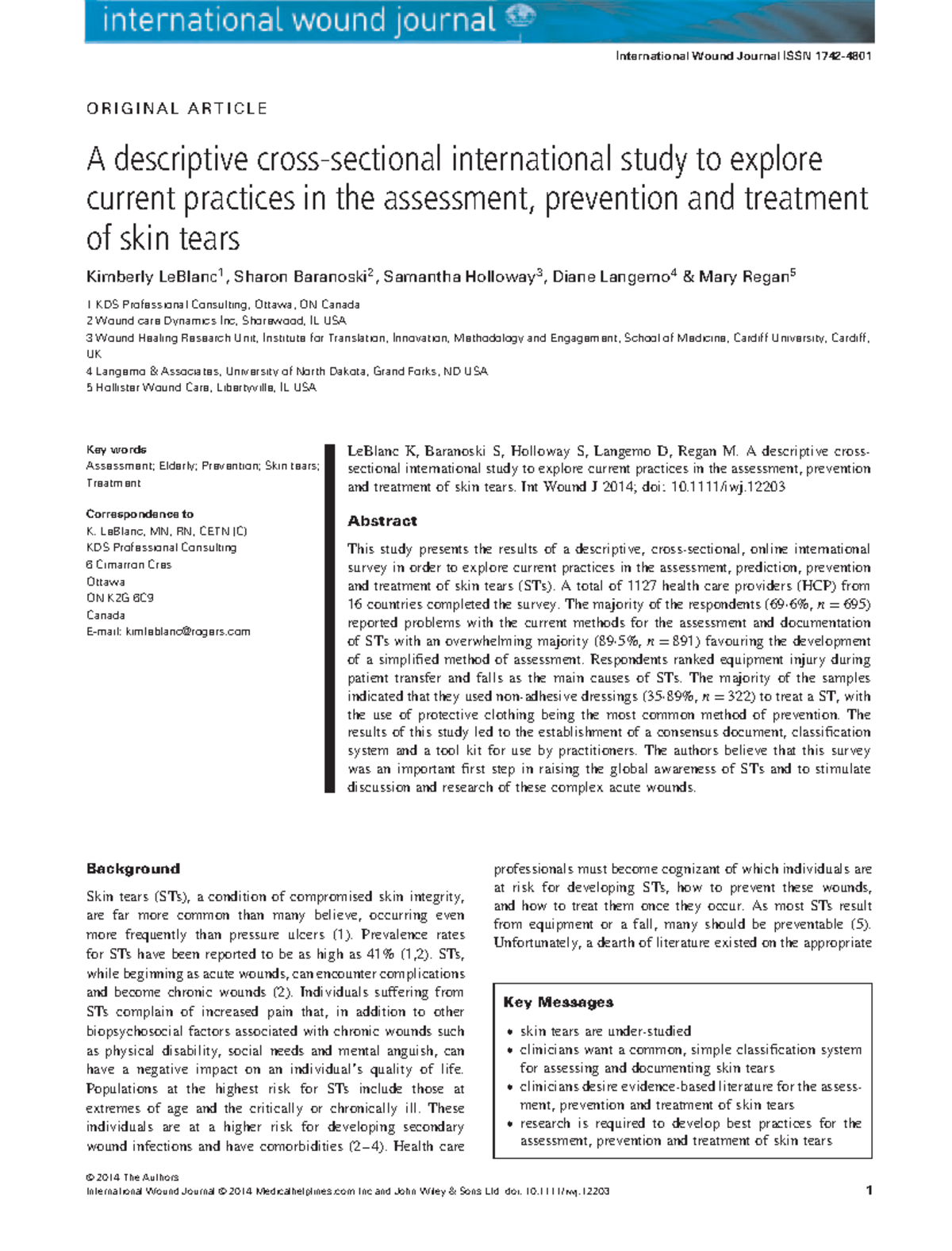 A descriptive cross sectional internatio - International Wound Journal ...