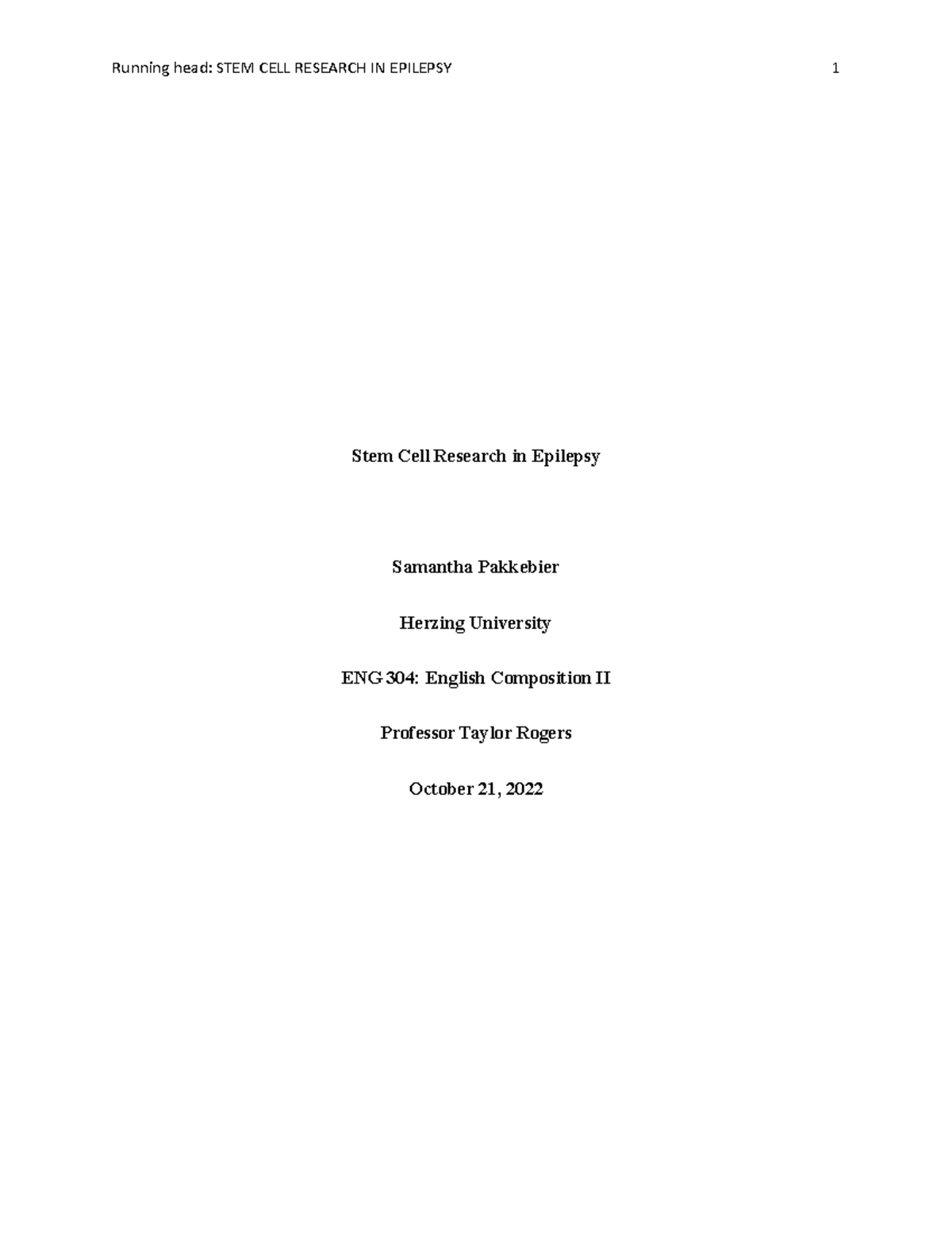 Stem Cell Final Draft - Assignment Essay - Stem Cell Research in ...