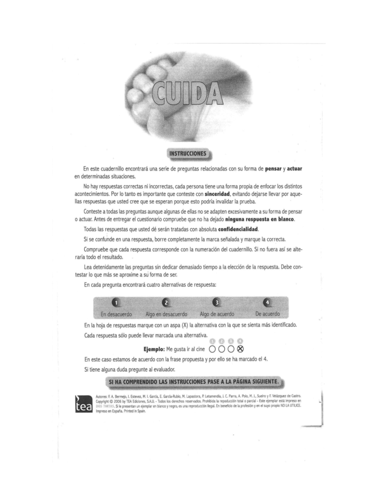 TEST Cuida para PMC - Psicología - Studocu
