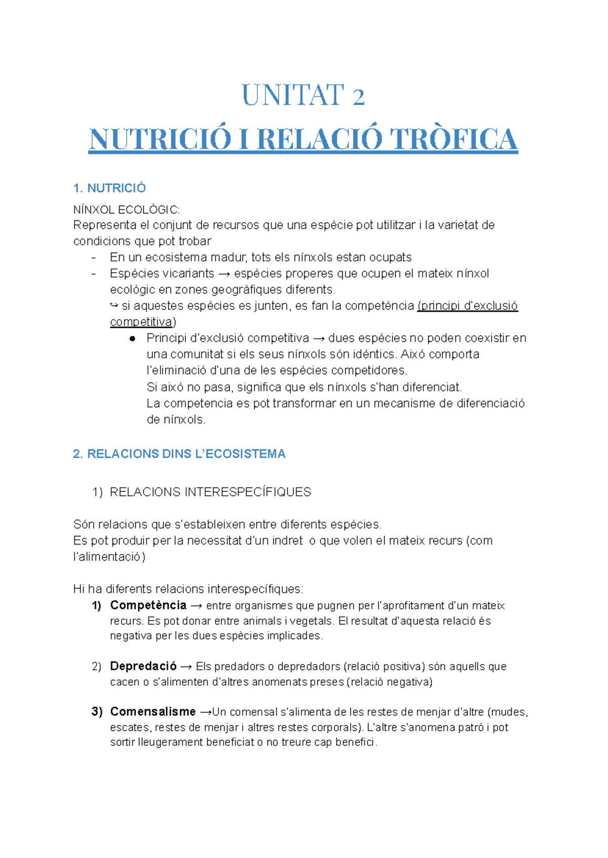 Biologia, Nutrició i relacions tròfiques - UNITAT 2 NUTRICIÓ I RELACIÓ ...