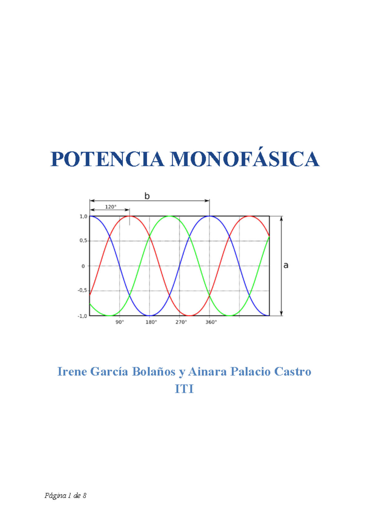 Potencia Monofásica Potencia MonofÁsica Irene García Bolaños Y Ainara Palacio Castro Iti