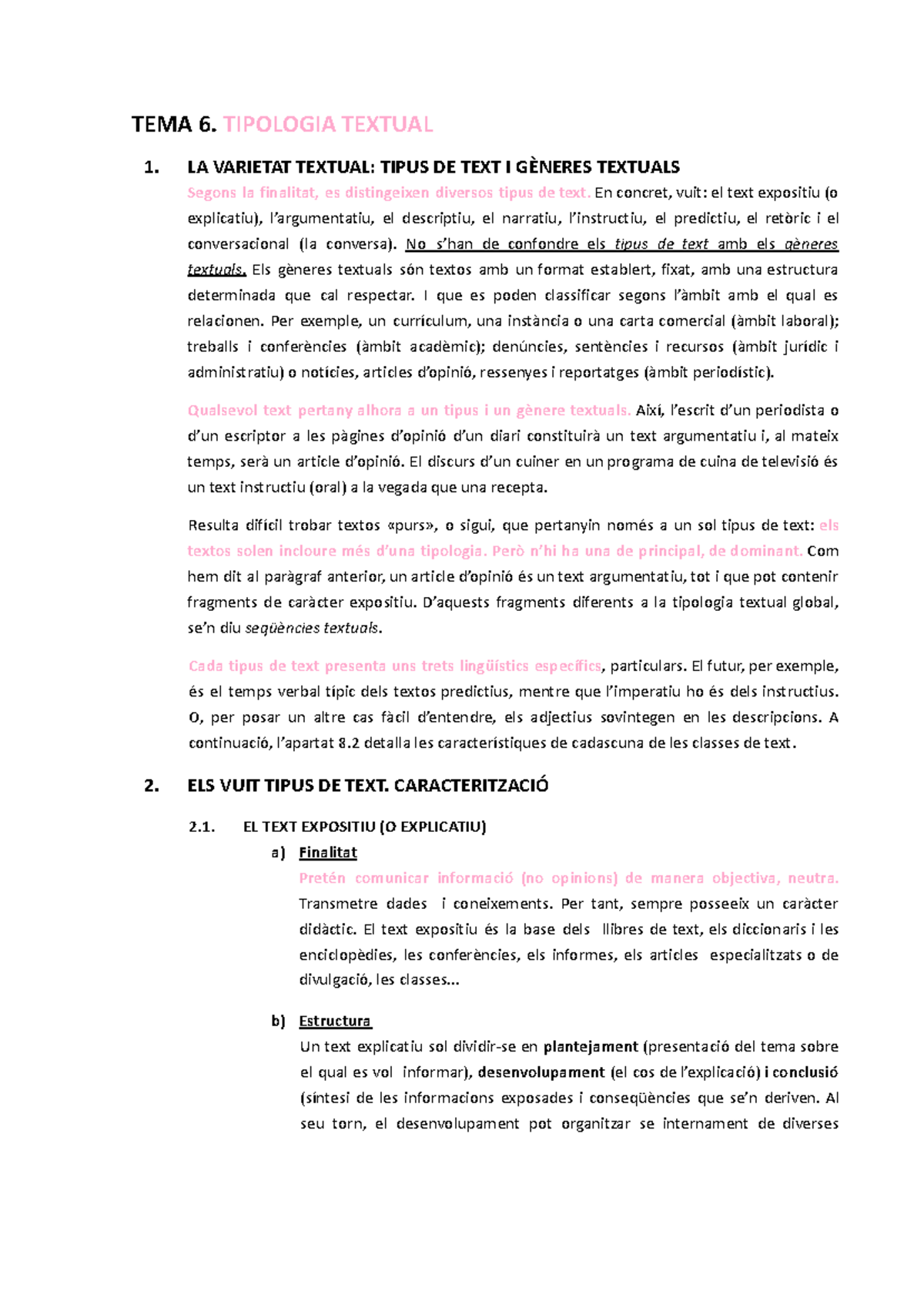 Tema 6. Tipologia textual - TEMA 6. TIPOLOGIA TEXTUAL 1. LA VARIETAT TEXTUAL: TIPUS DE TEXT I ...