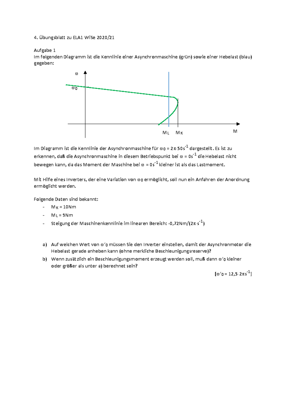 Elektrische Antriebe Übungsaufgabe Asynchronmaschine Prüfungsniveau ...