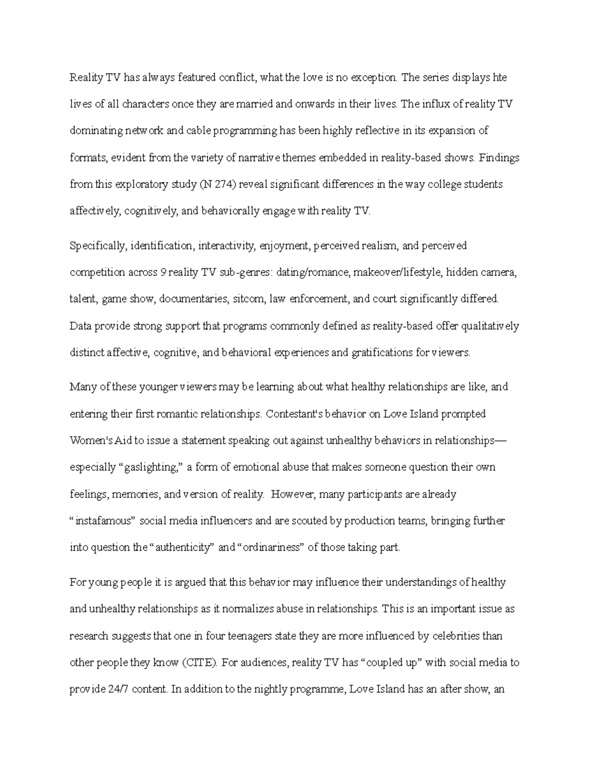 Conflict - Reality TV has always featured conflict, what the love is no ...