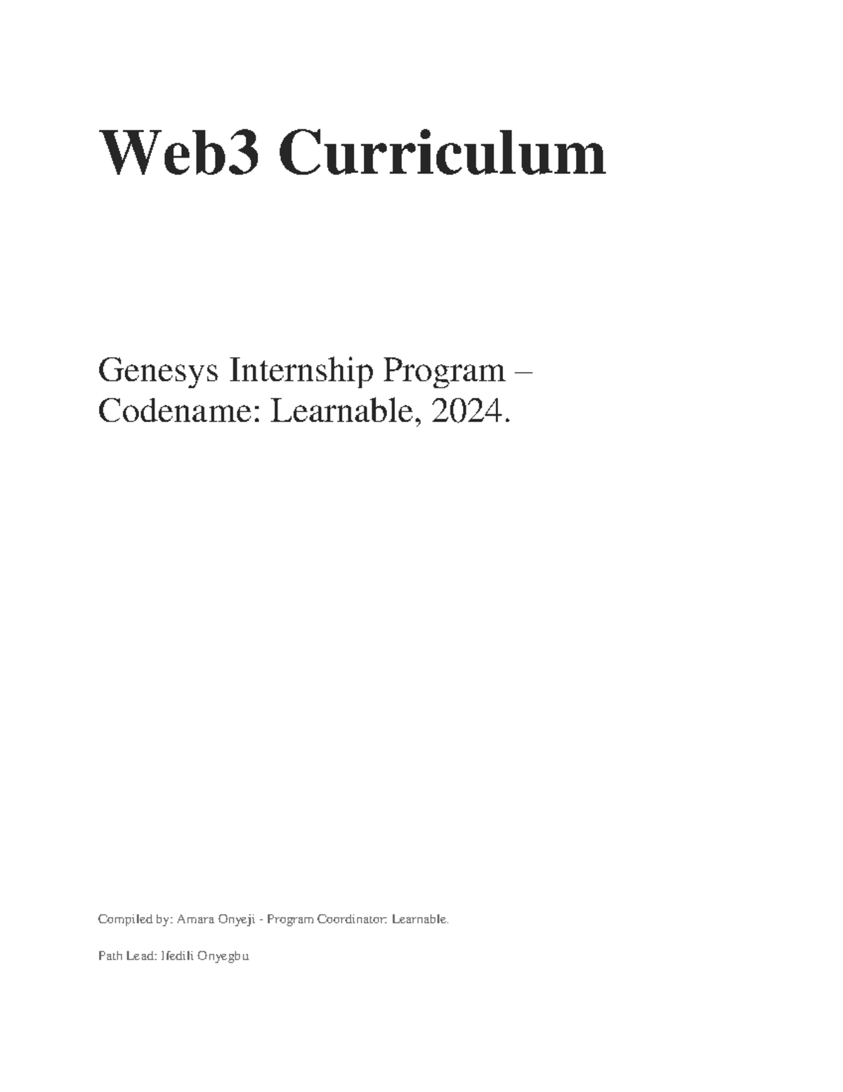 ESLT Web3 Curriculum - Web3 Curriculum Genesys Internship Program – Codename: Learnable, 2024 ...