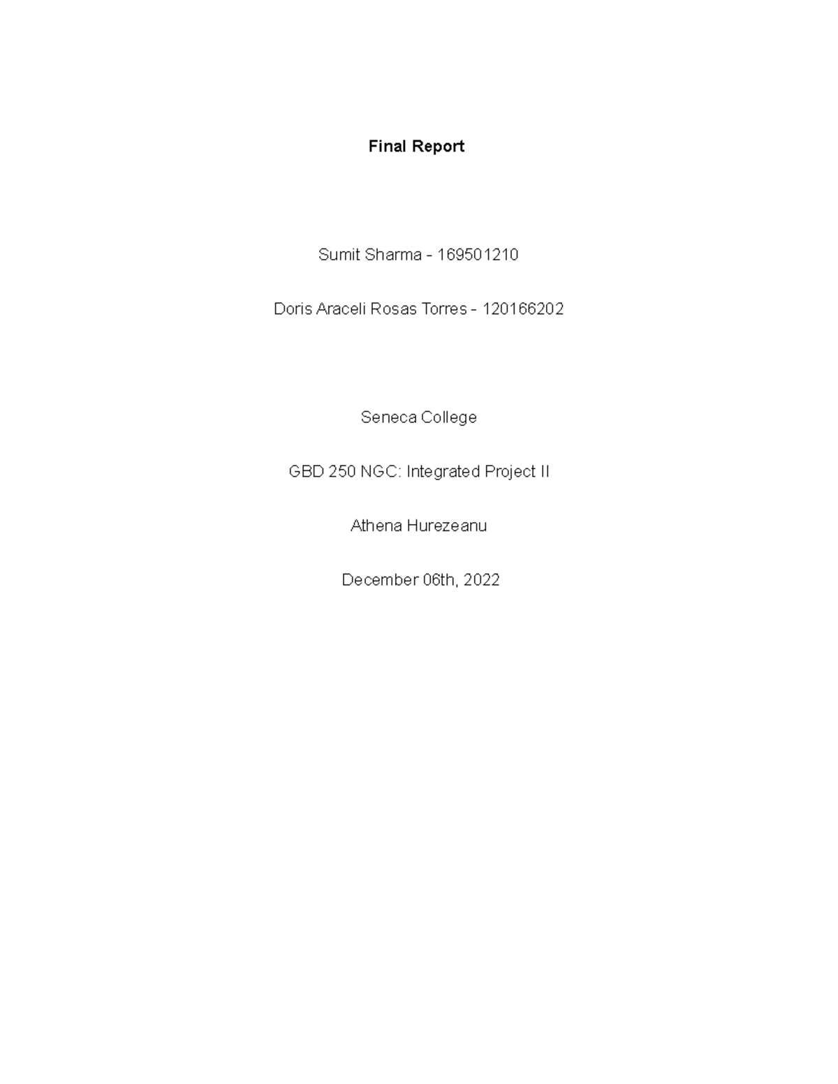 Final Report Draft - field work assignment - Final Report Sumit Sharma ...