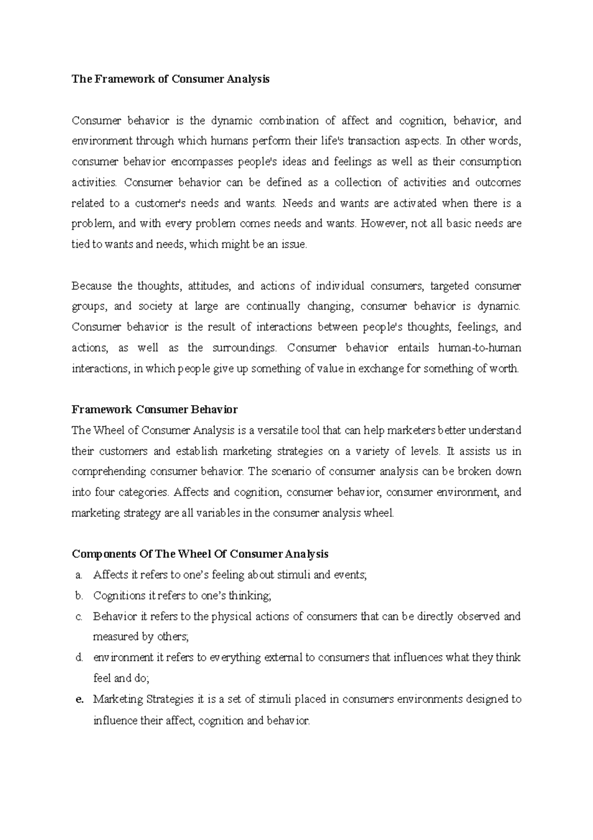 The Framework of Consumer Analysis - The Framework of Consumer Analysis ...