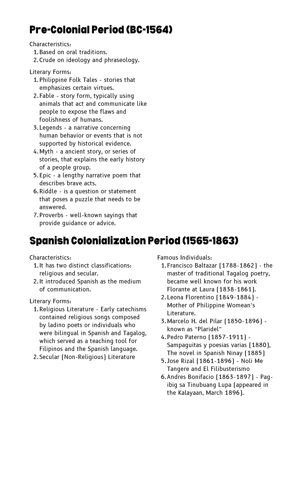 Timeline - Summary - Pre-Colonial Period (BC-1564) Characteristics: 1 ...