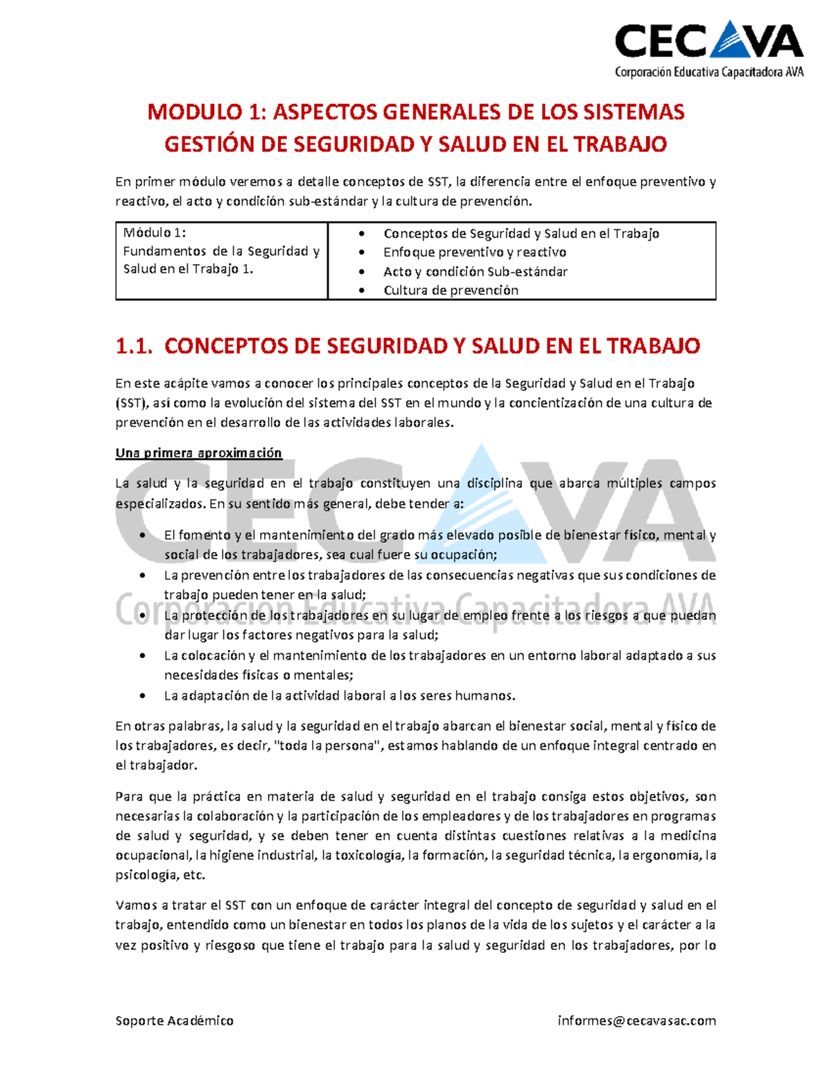 1 - Aspectos generales SST - MODULO 1: ASPECTOS GENERALES DE LOS SISTEMAS GESTI”N DE SEGURIDAD Y ...