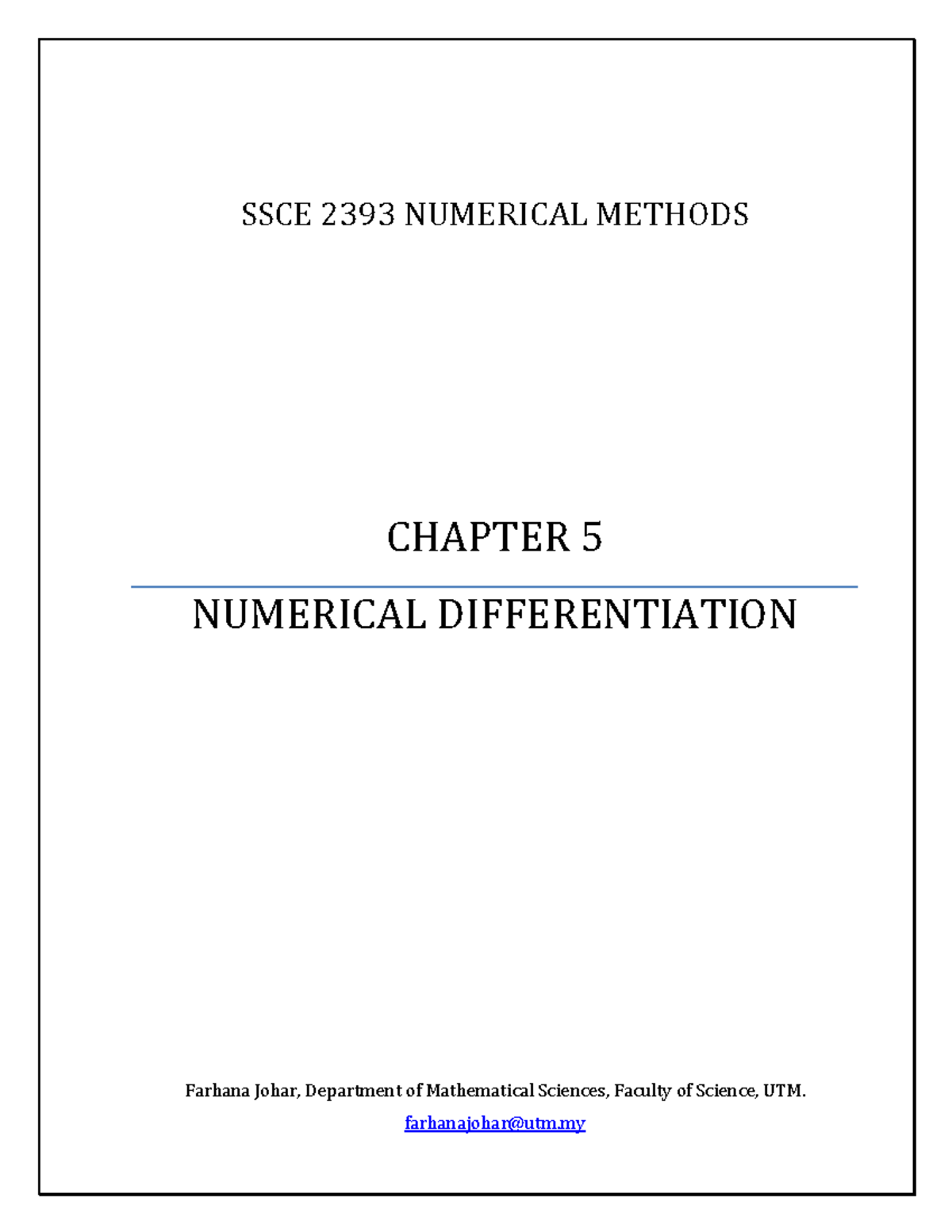 Chapter 5 - Numerical Differentiation - SSCE 2393 NUMERICAL METHODS ...