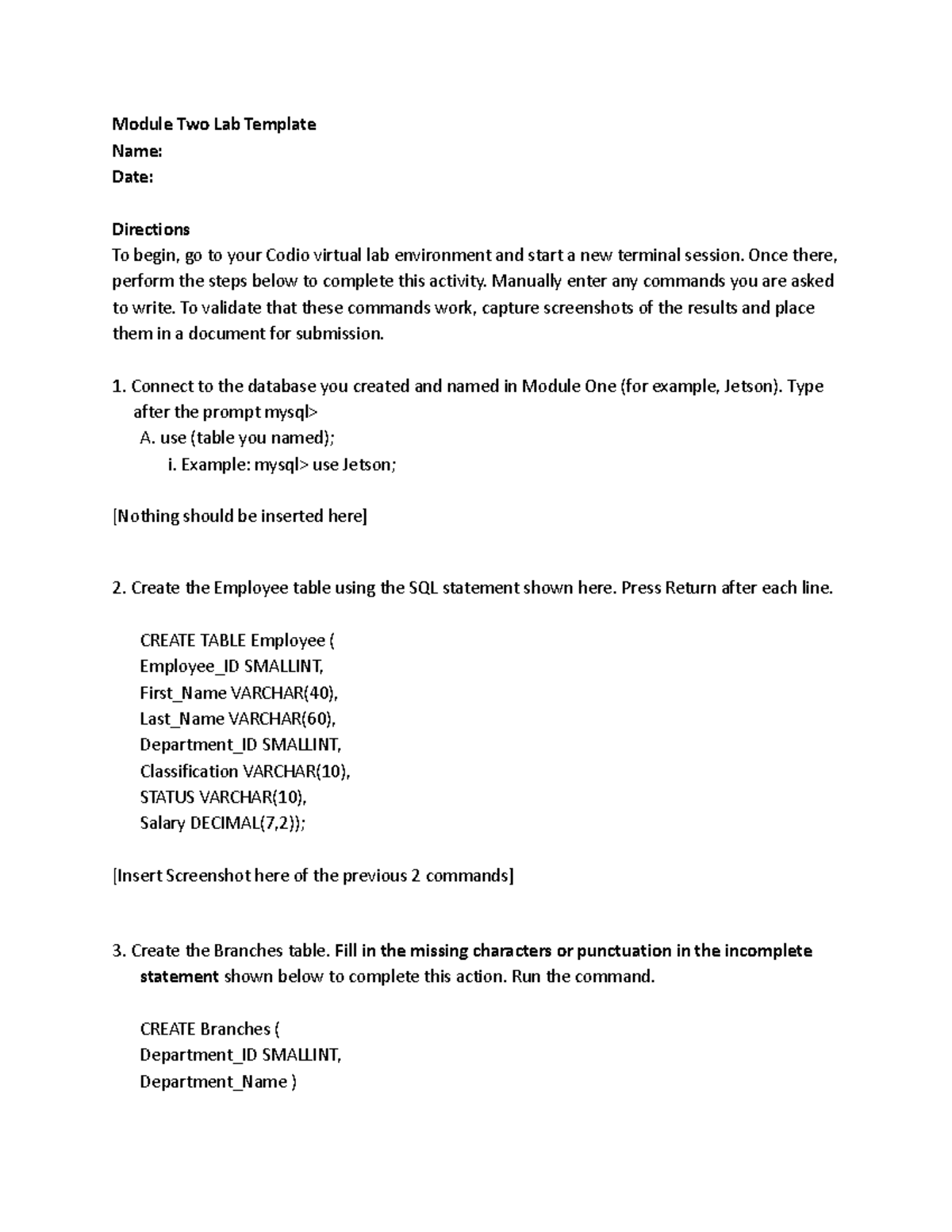 Module 2 - Attachment for Lab 2 Template - Module Two Lab Template Name ...
