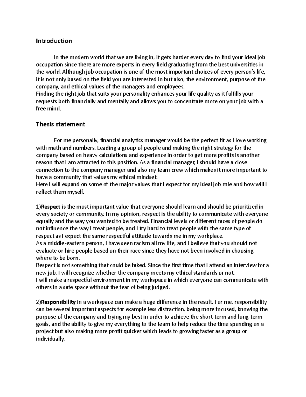 Ideal Job Role - Introduction In the modern world that we are living in ...