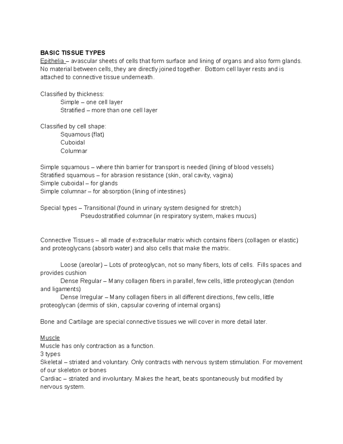Basic Tissues and Skin Guide - BASIC TISSUE TYPES Epithelia – avascular ...