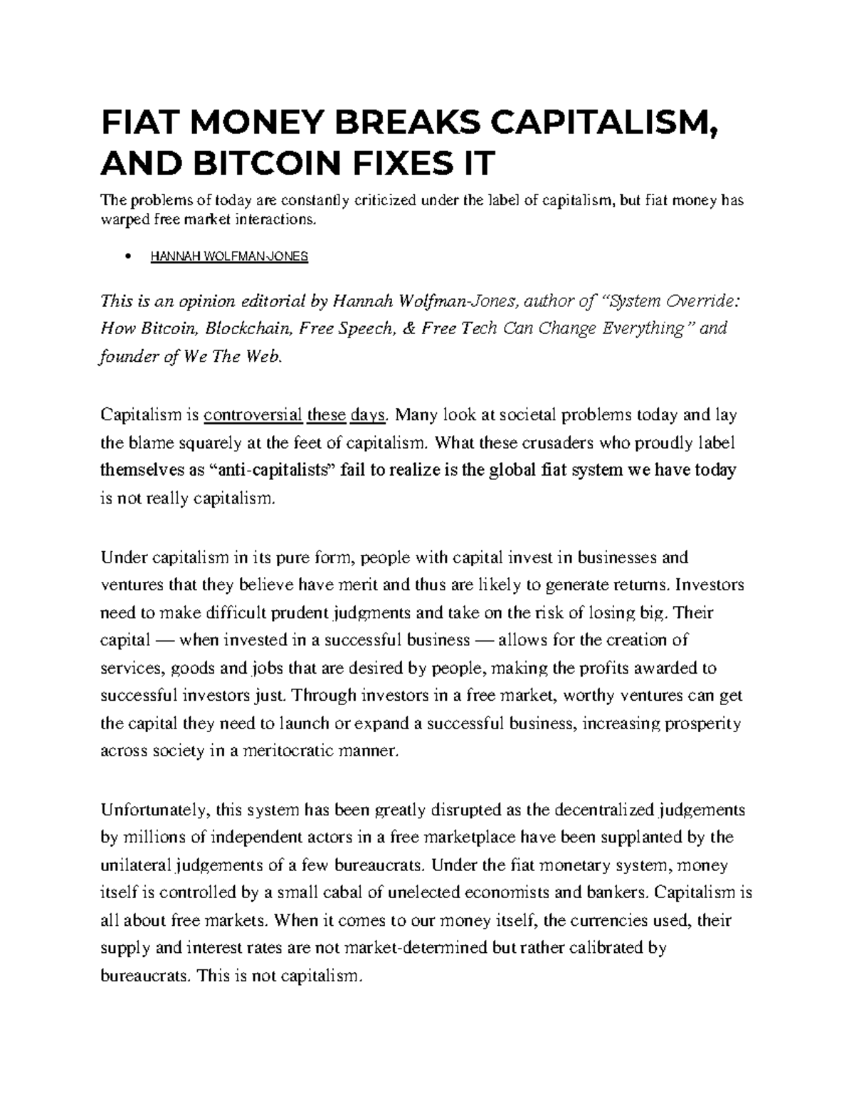 FIAT Money Breaks Capitalism, AND Bitcoin Fixes IT - FIAT MONEY BREAKS ...