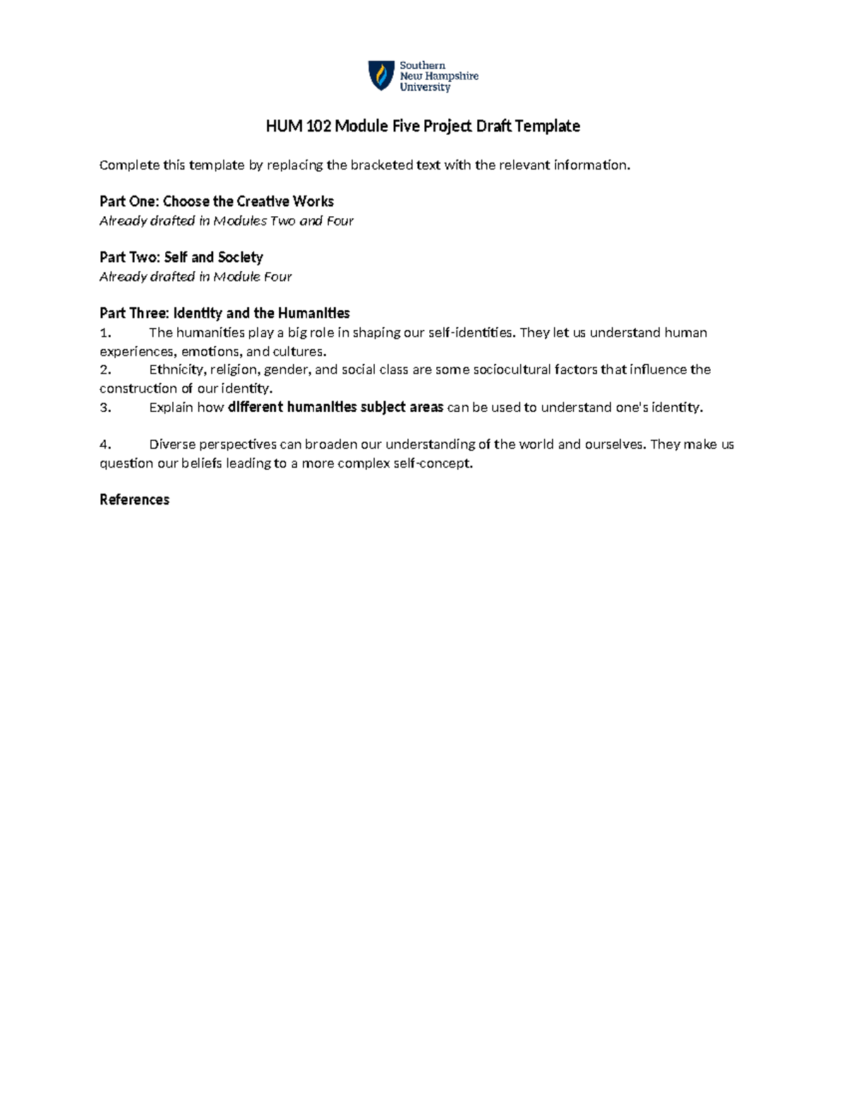 HUM 102 Module Five Project Draft - Part One: Choose the Creative Works ...