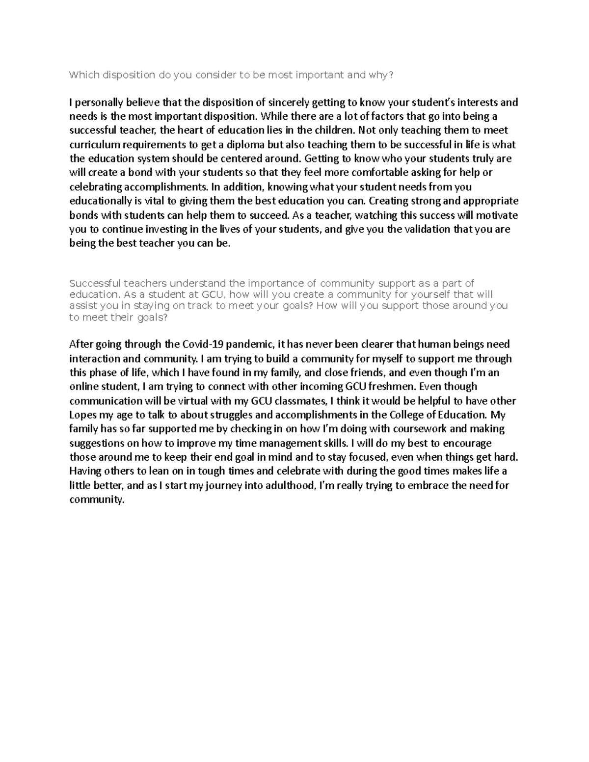 Topic 6 Discussion Questions - Which disposition do you consider to be ...