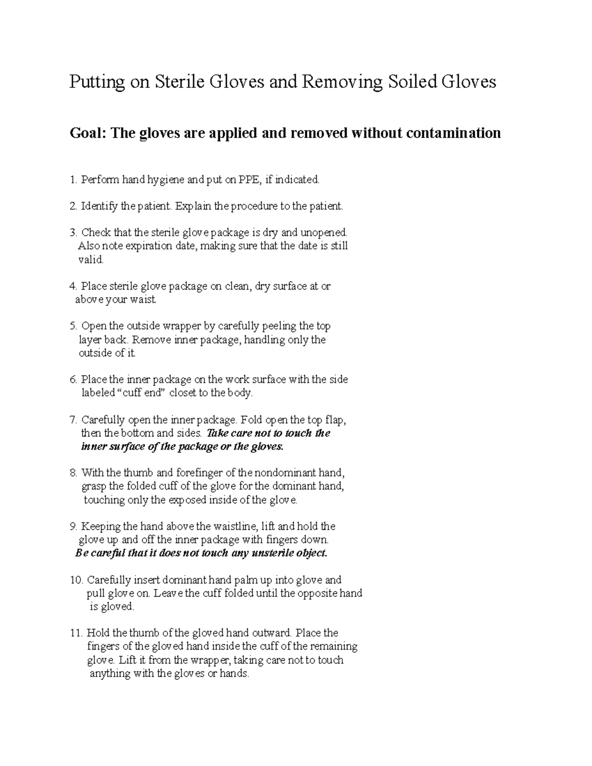 Sterile Gloving Skills Procedure - Putting on Sterile Gloves and ...
