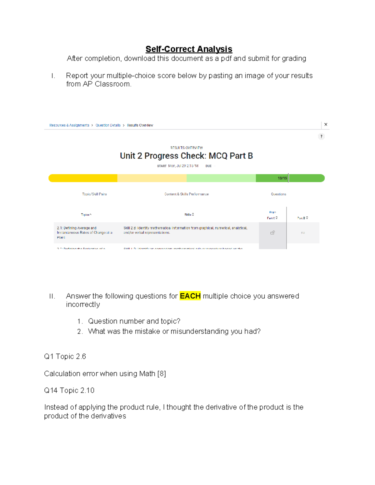 Self Correct Analysis Reflection - Rudra S - Self-Correct Analysis ...