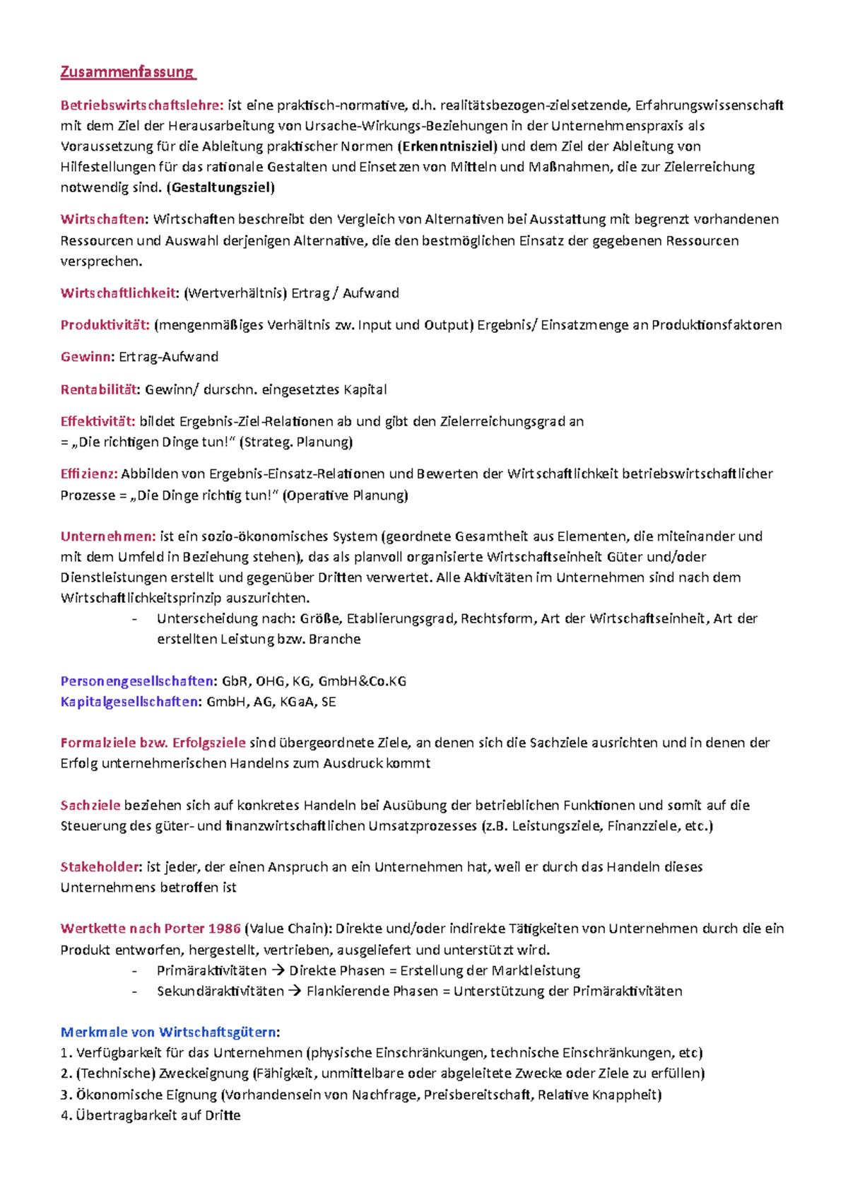 Zusammenfassung Ewbl, Organisation - Zusammenfassung ...