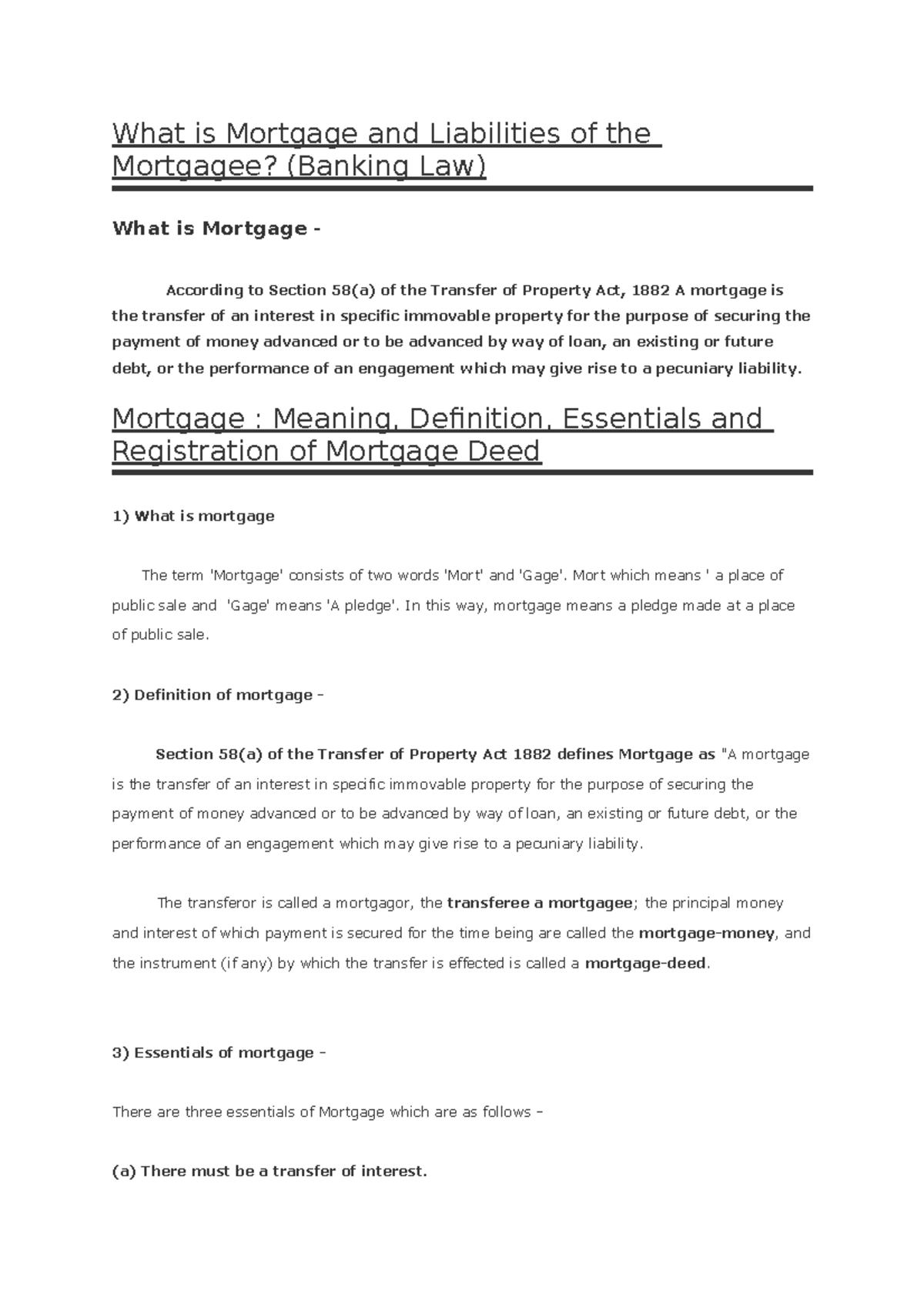 Mortgage-Essentials, rights and liabilities - What is Mortgage and ...