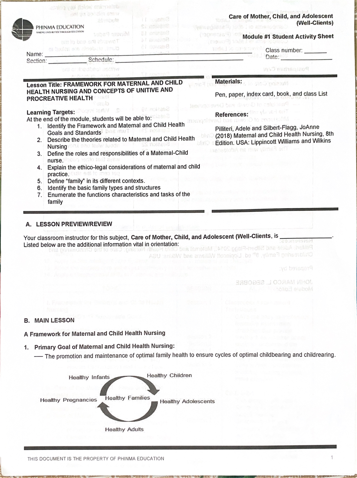 MCN sas 1-3 - Module - Care of Mother, Child, and Adolescent PHINMA ...