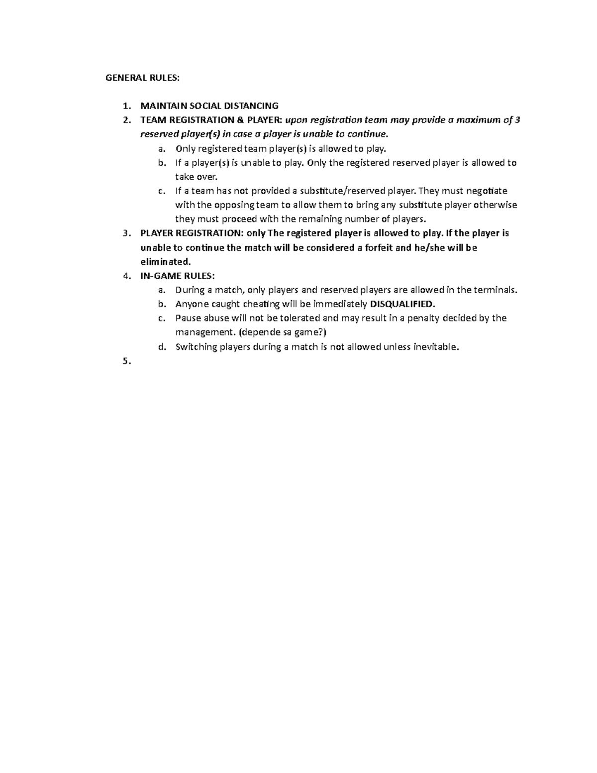 General Rules test - GENERAL RULES: 1. MAINTAIN SOCIAL DISTANCING 2 ...