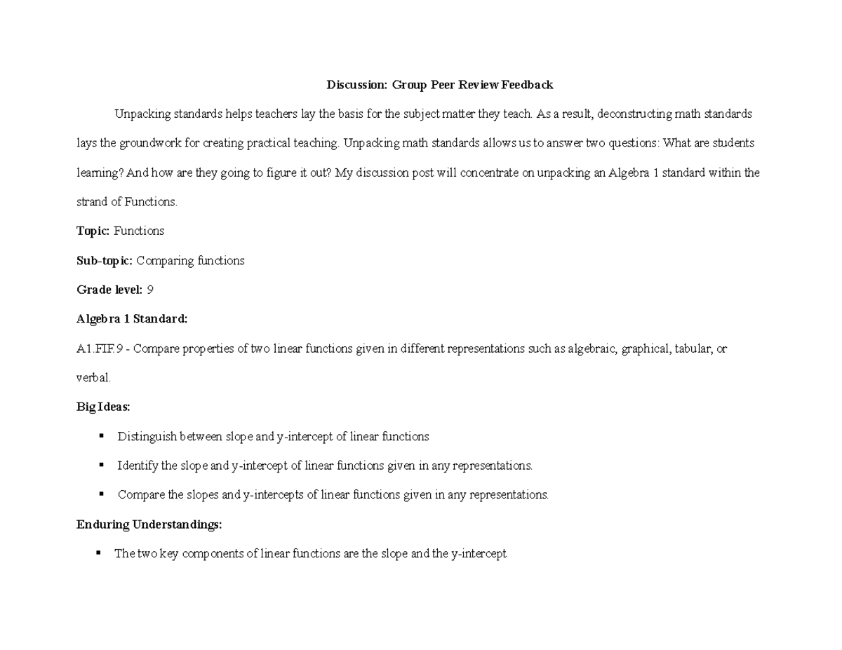 Discussion 2 - Group Peer Feedback - Discussion: Group Peer Review ...
