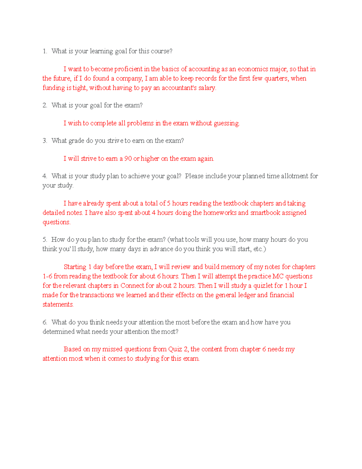 Exam2Pre-Wrapper - Question and Answer - What is your learning goal for ...