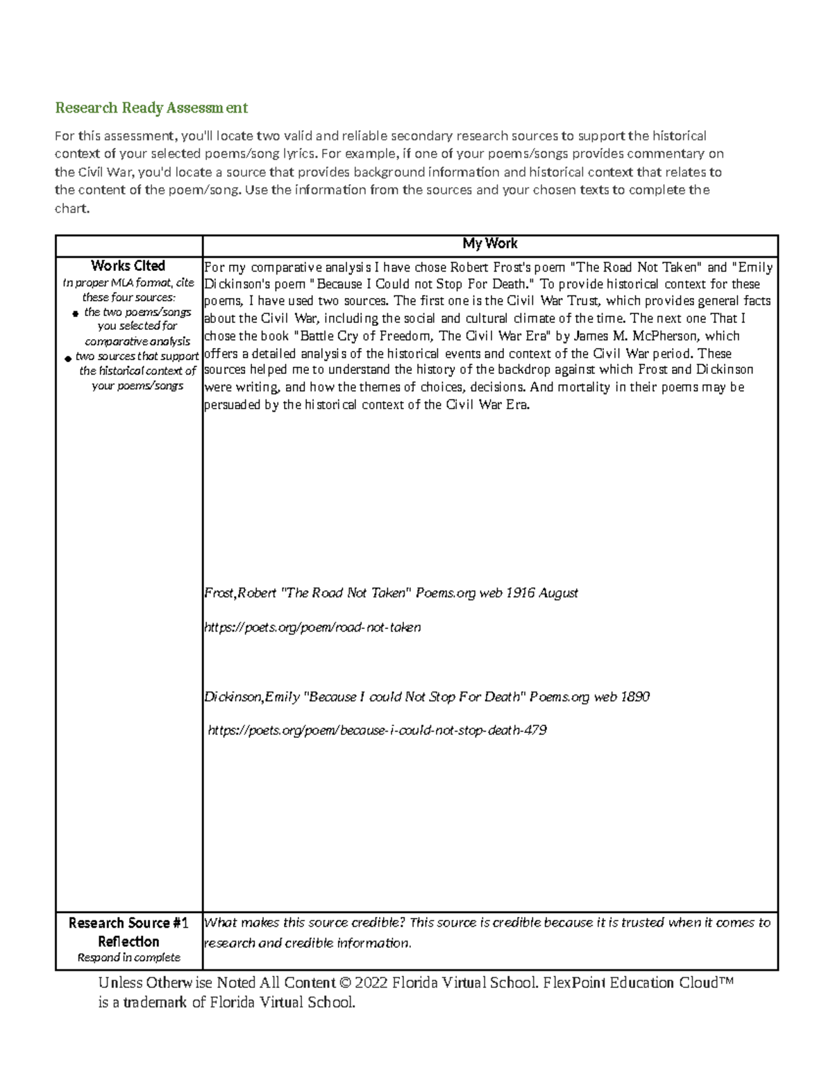 Research ready assess rubric - Research Ready Assessment For this ...