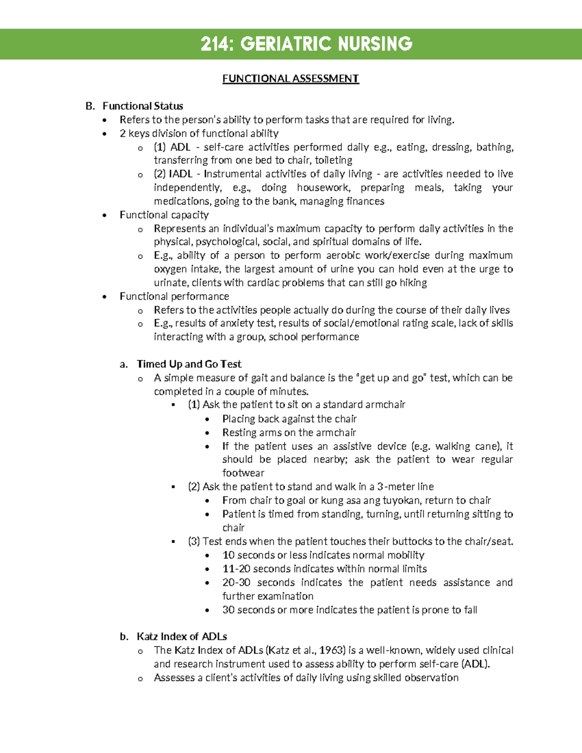 Geriatrics_Functional Assessment (PART II) - FUNCTIONAL ASSESSMENT B ...