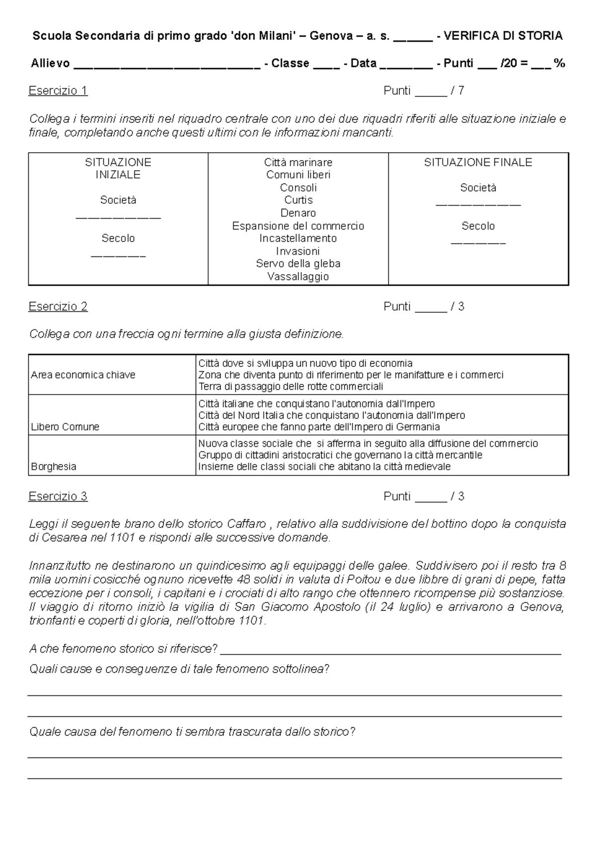 Verifica - Scuola Secondaria di primo grado 'don Milani' – Genova – a ...