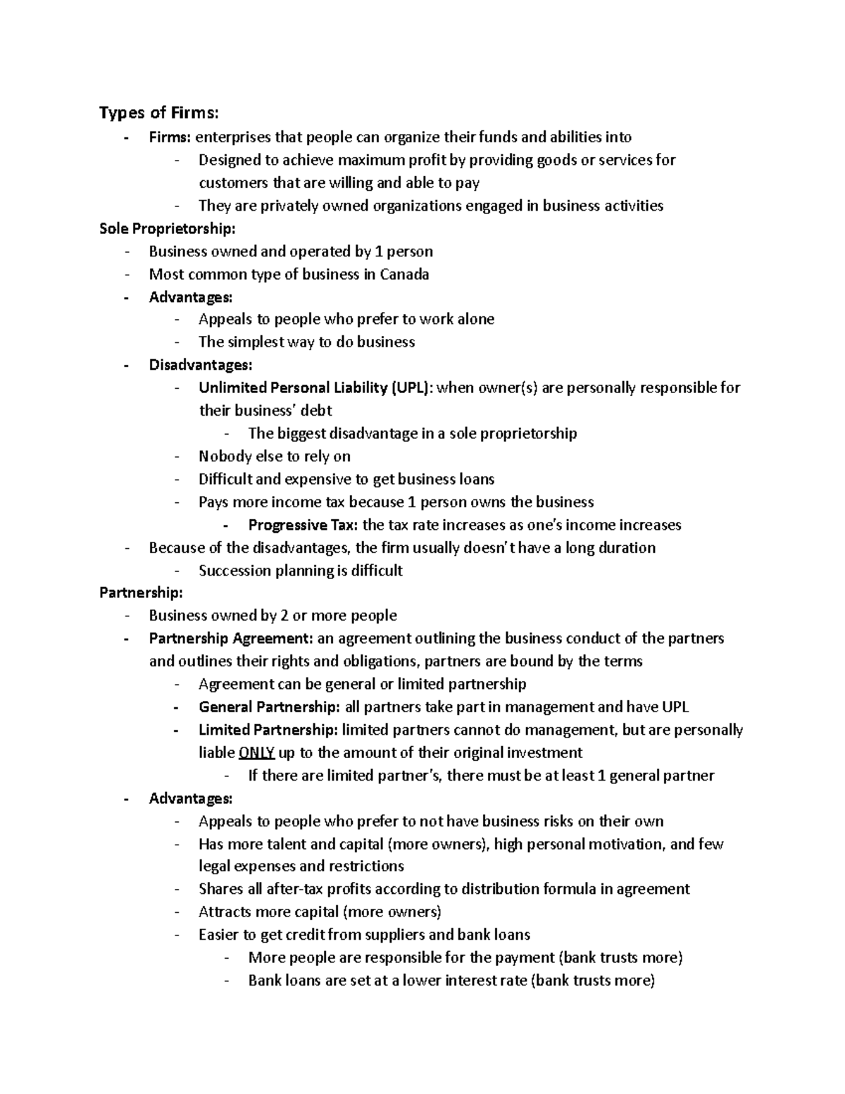 Economics Market Structures - Types of Firms: Firms: enterprises that ...