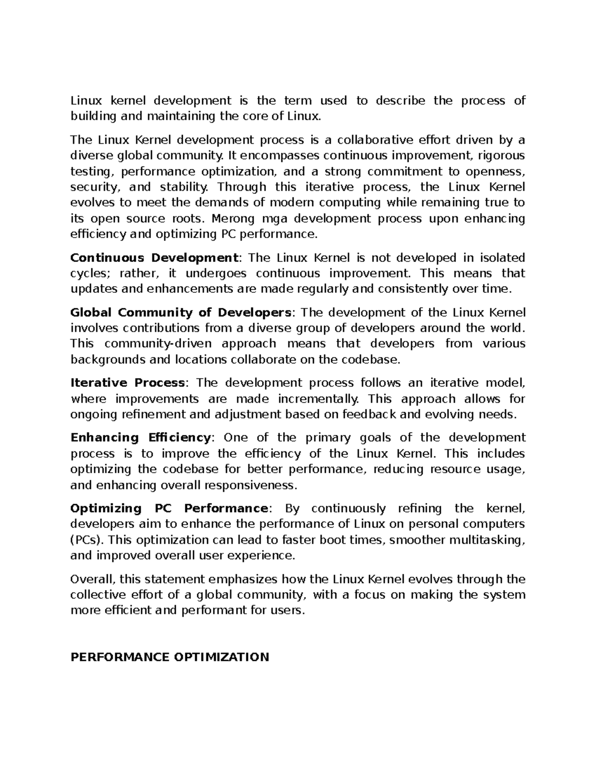 Linux Kernel - Notes - Linux kernel development is the term used to ...