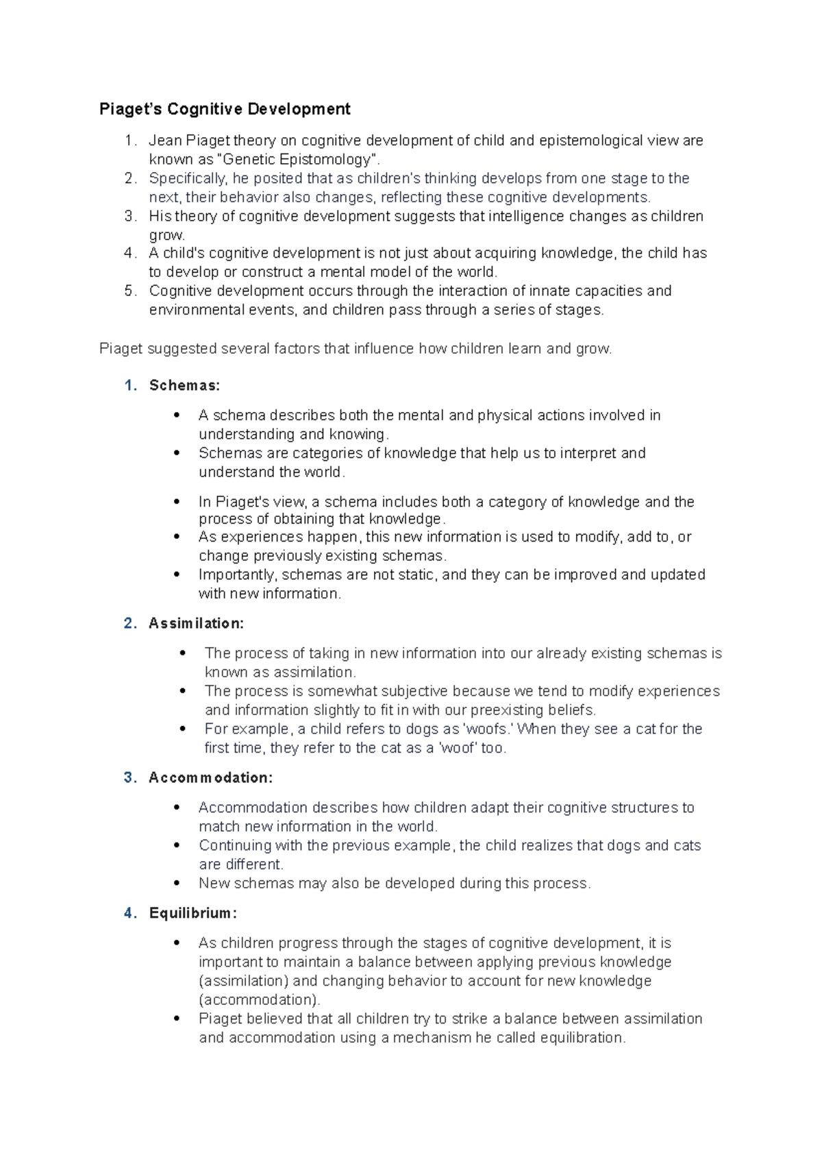 Piaget's Cognitive Development - Jean Piaget theory on cognitive ...