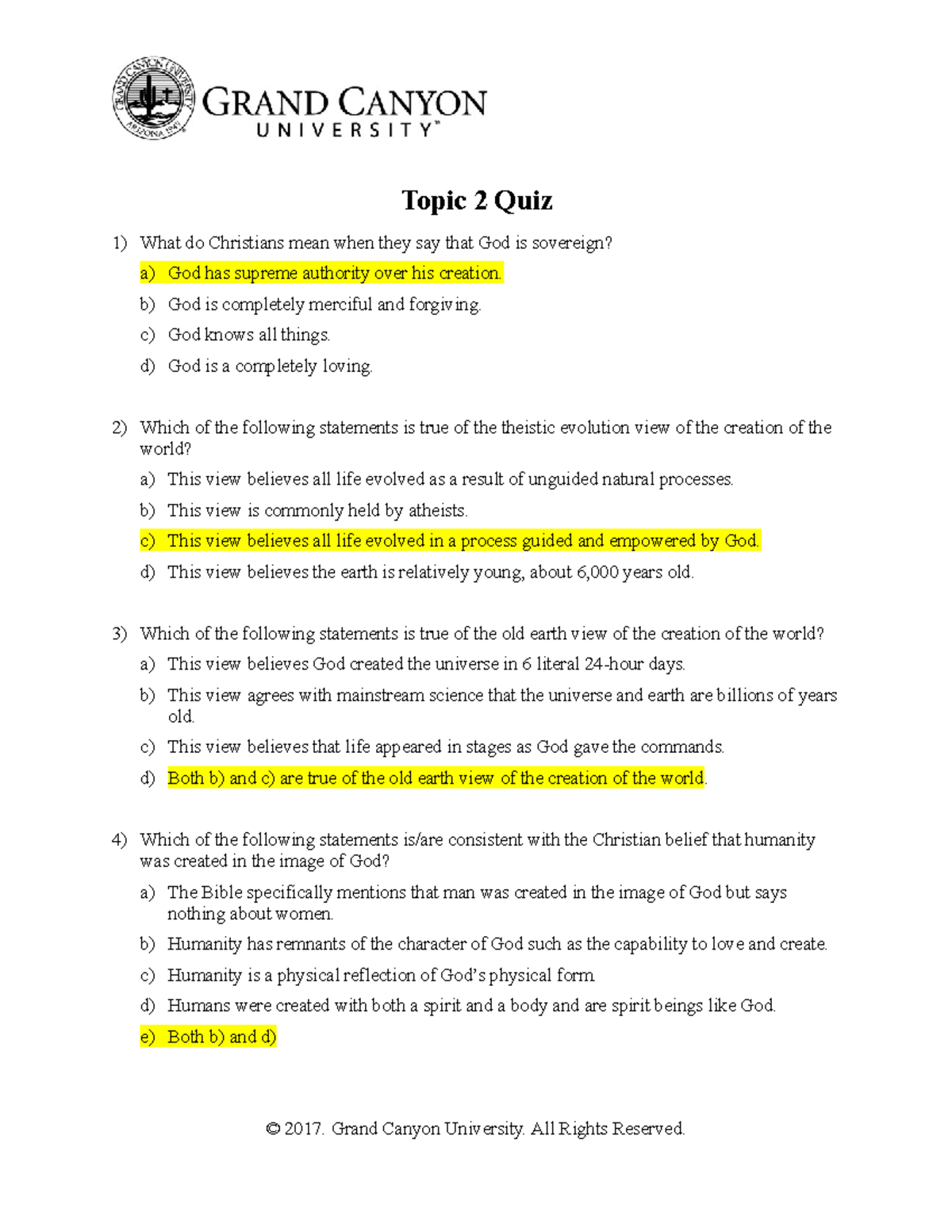 Christian World View Quiz 2 - Topic 2 Quiz What do Christians mean when ...