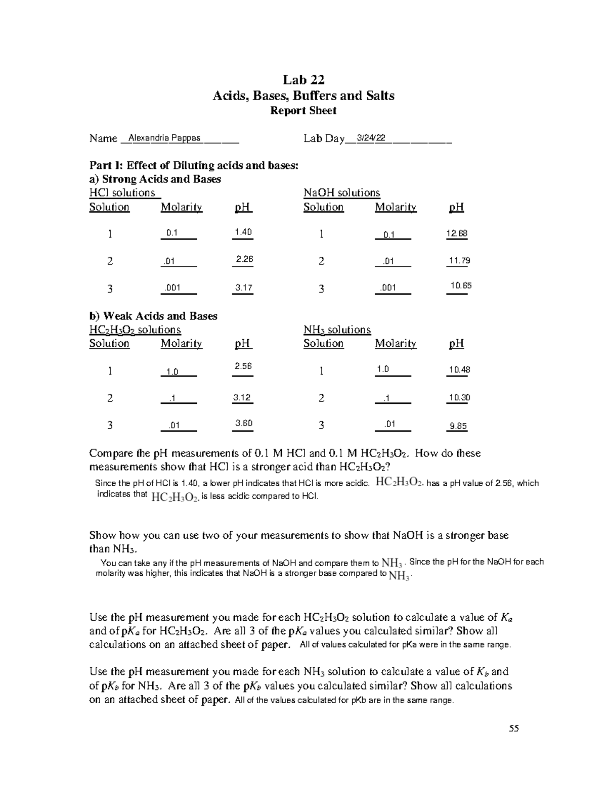 Buffers And Salt Hydrolysis Lab Report At Gail Hendershot Blog
