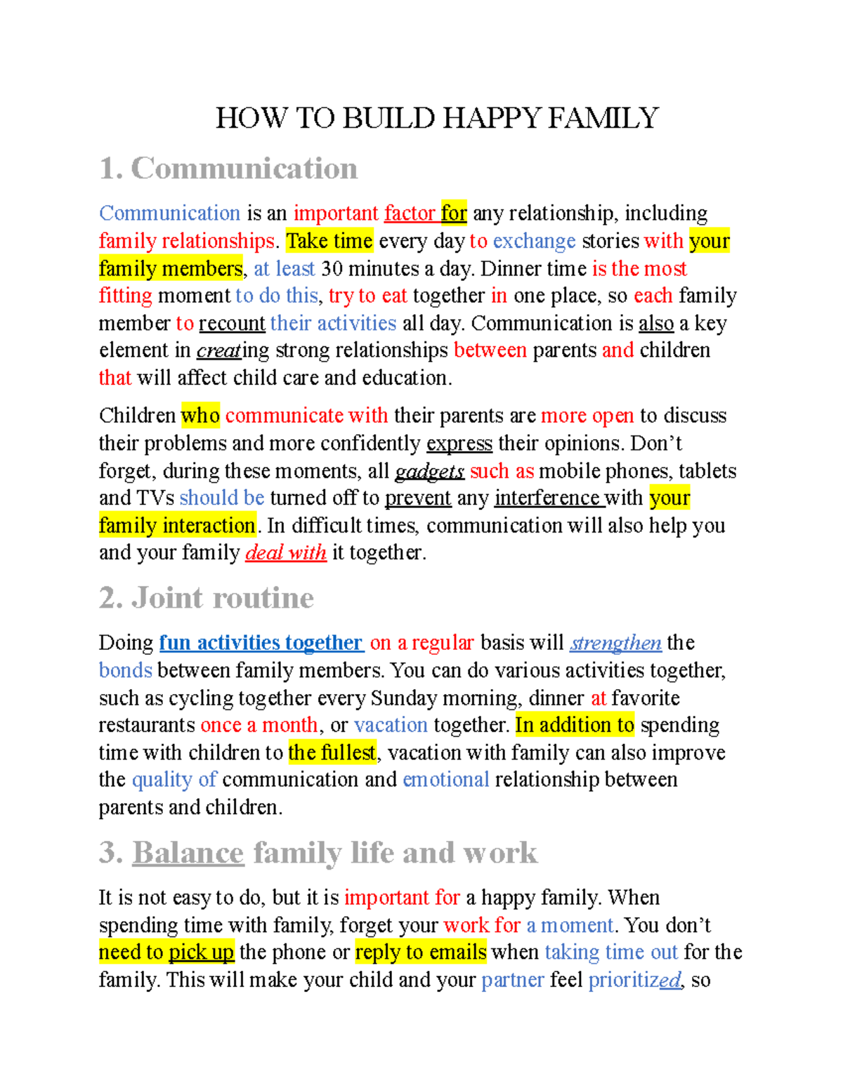 HOW TO Build Happy Family - HOW TO BUILD HAPPY FAMILY 1. Communication ...