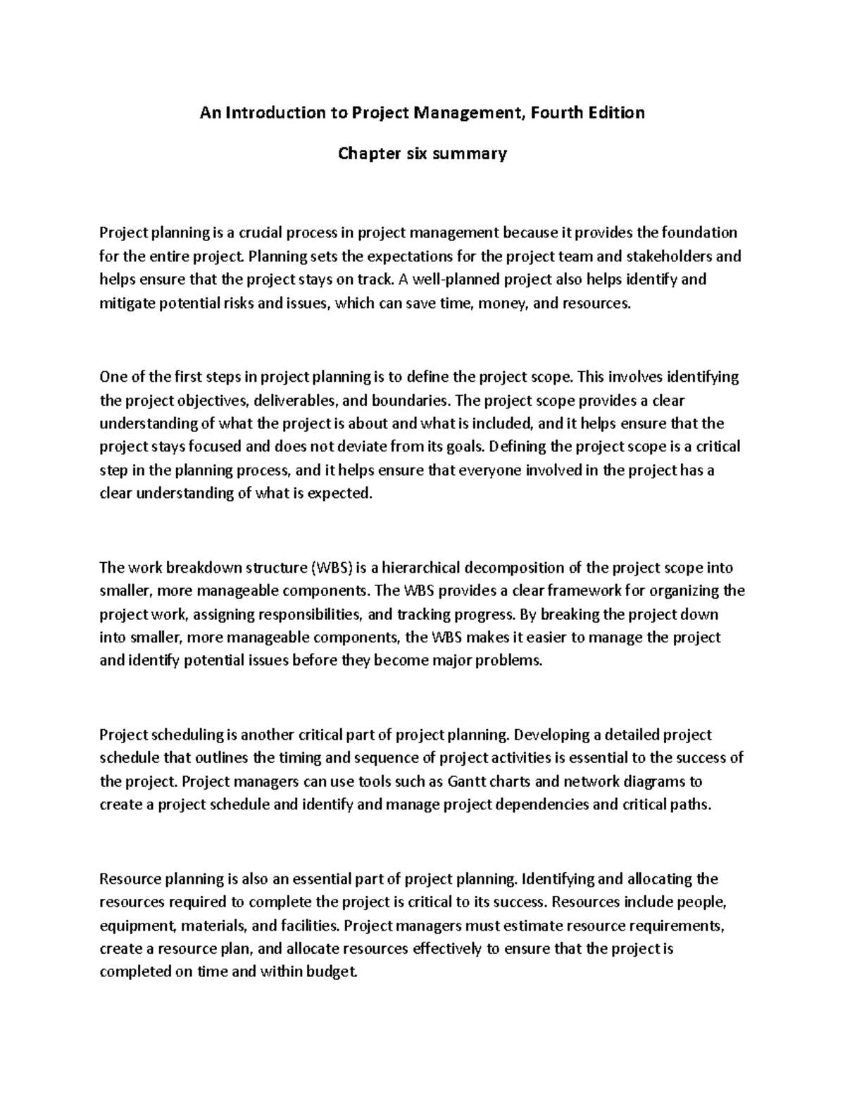 Chapter 6 - Introduction to Project Management - An Introduction to ...