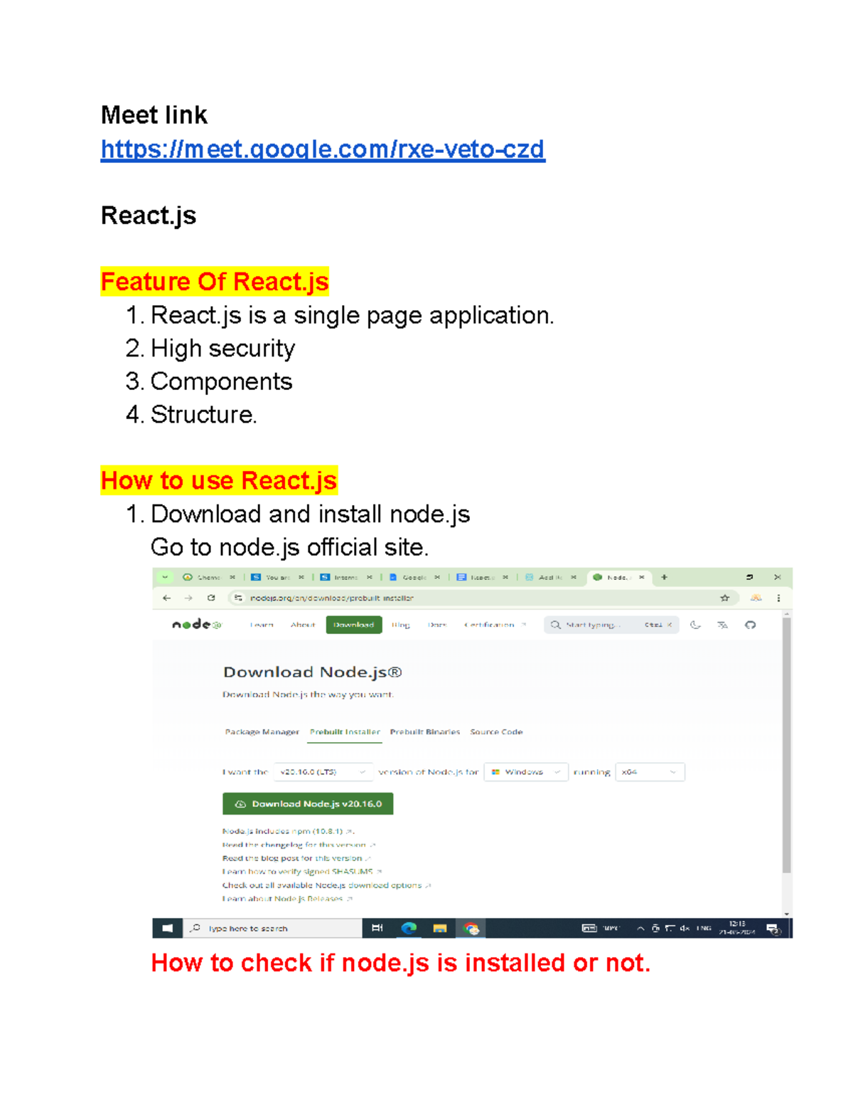 React - Meet link meet.google/rxe-veto-czd React Feature Of React 1. React is a single page ...