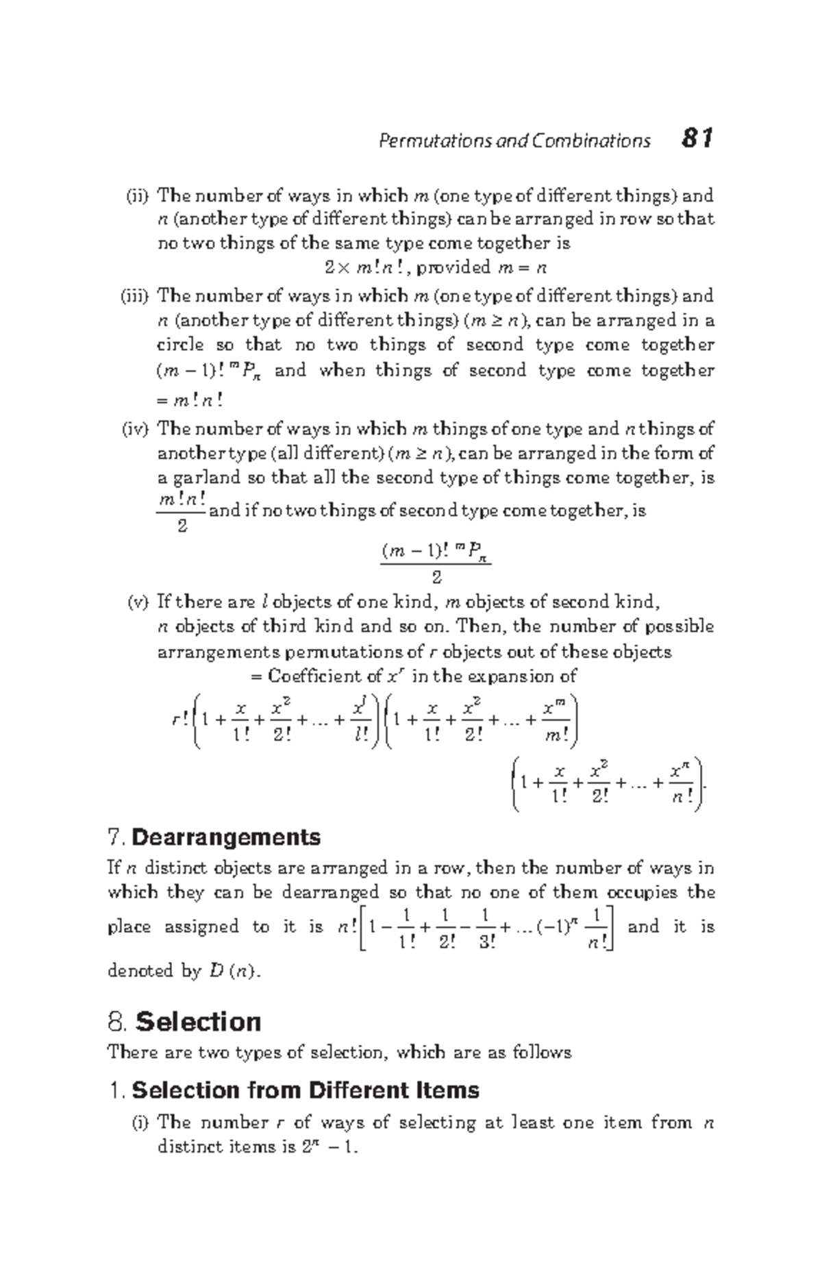 Mathematics notes-12 - (ii) The number of ways in which m (one type of ...