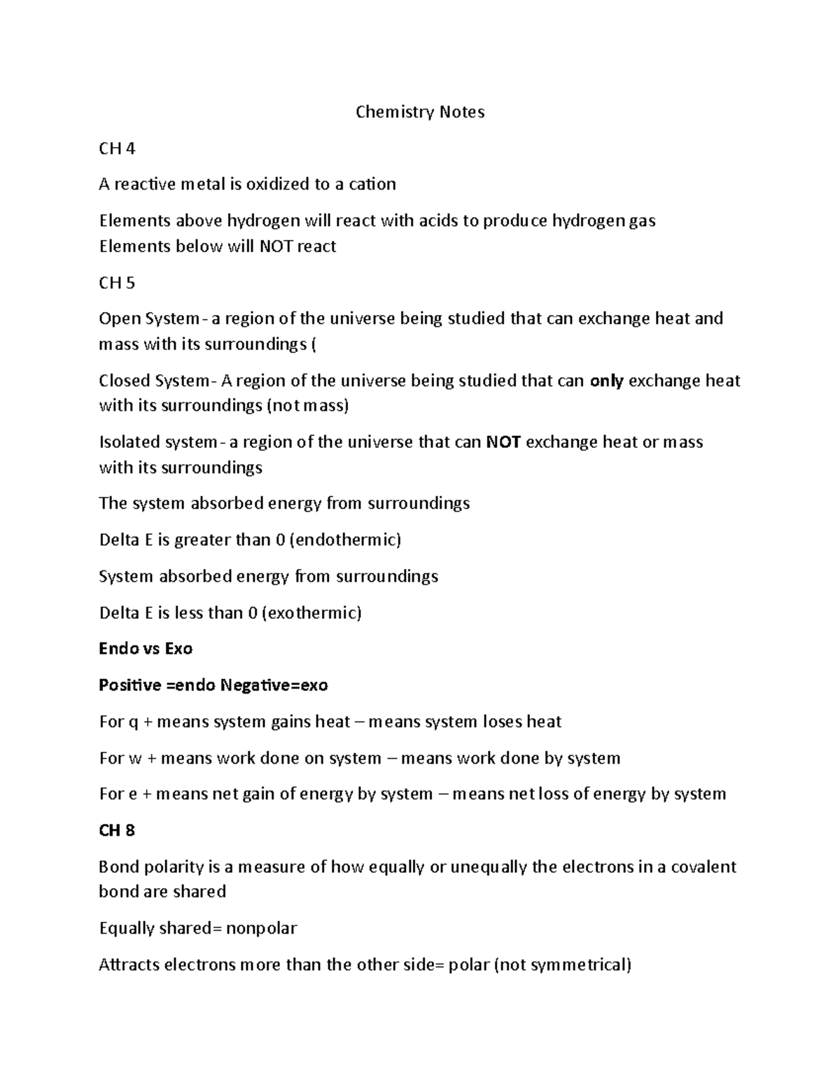 Chemistry Notes - Studocu