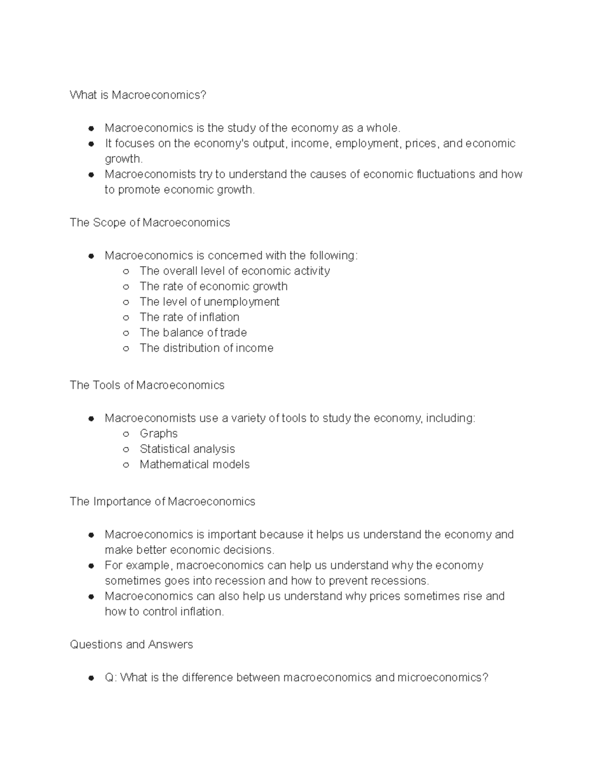 Lecture 1 Introduction To Macroeconomics What Is Macroeconomics