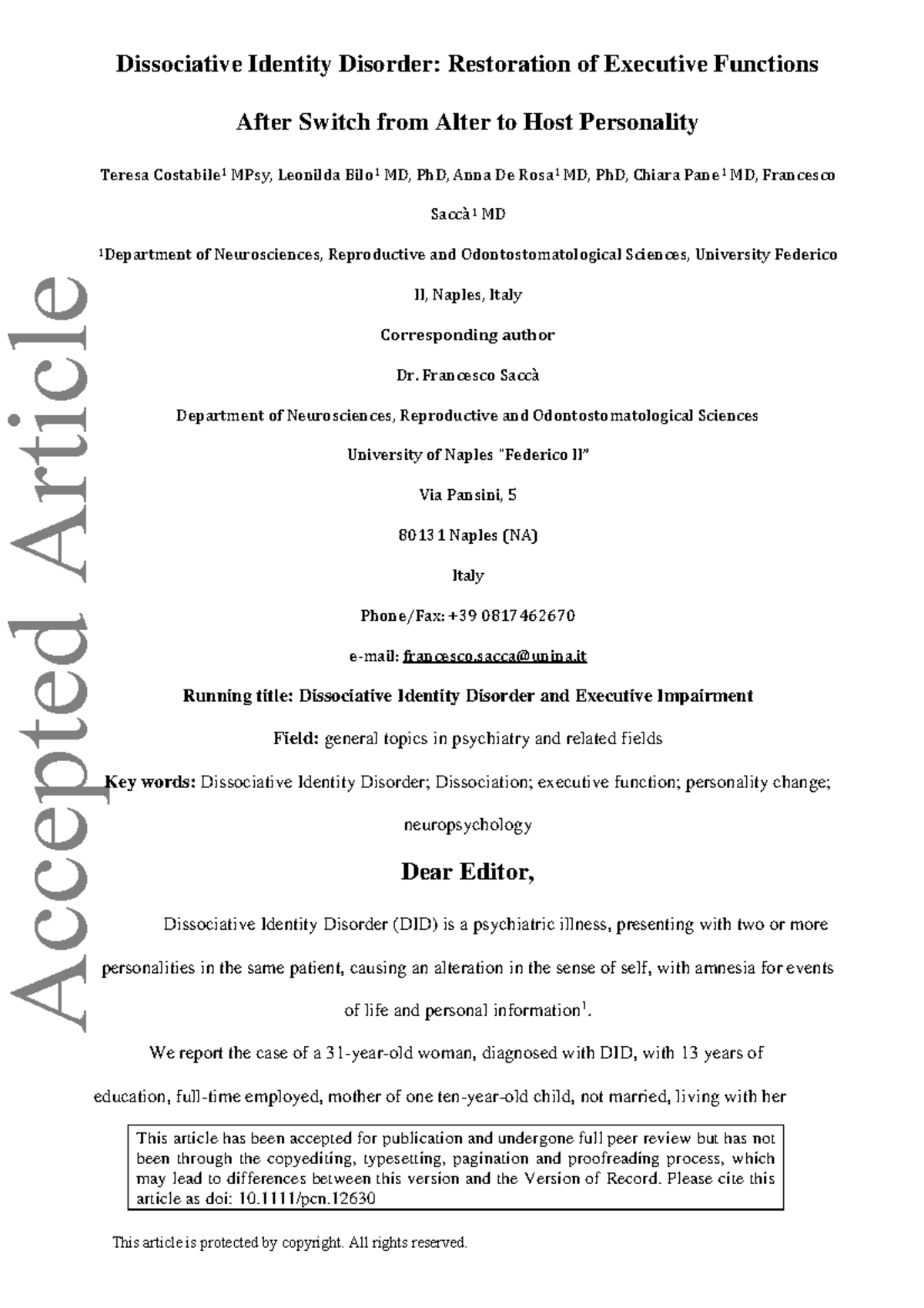 Dissociative personality disorder pubmed - Accepted Article ...