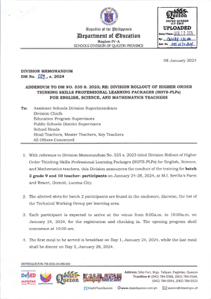 Do's and Dont's in Community Immersion - THINGS TO REMEMBER. THINGS TO ...