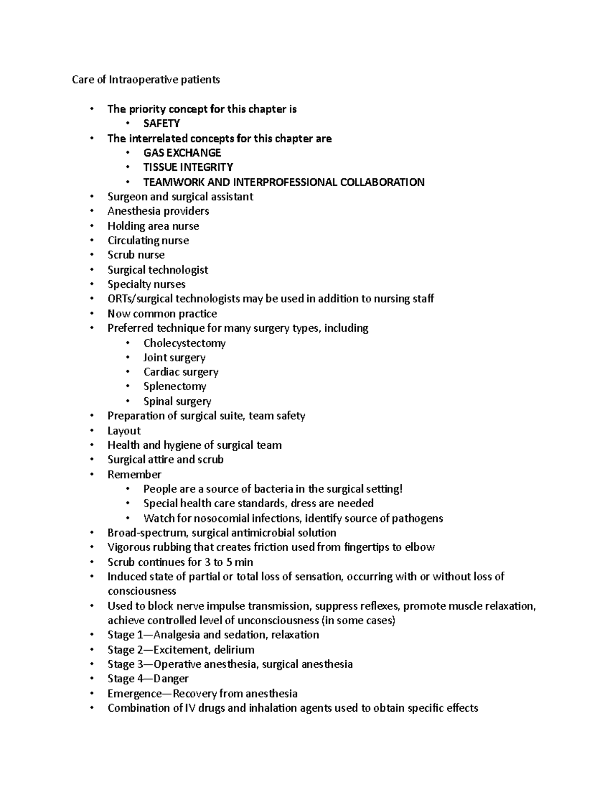 Care of Intraoperative patients - Studocu