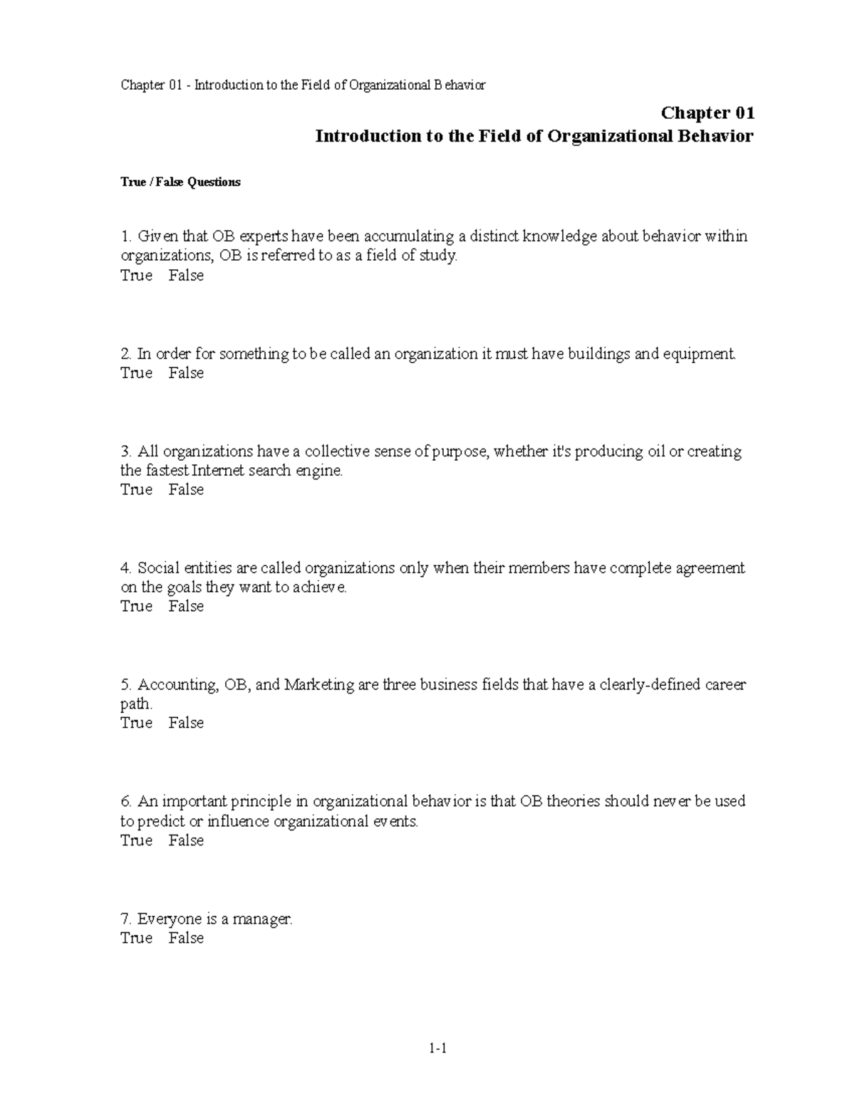 Ilide - Trac nghiem hanh vi to chuc - Chapter 01 Introduction to the ...