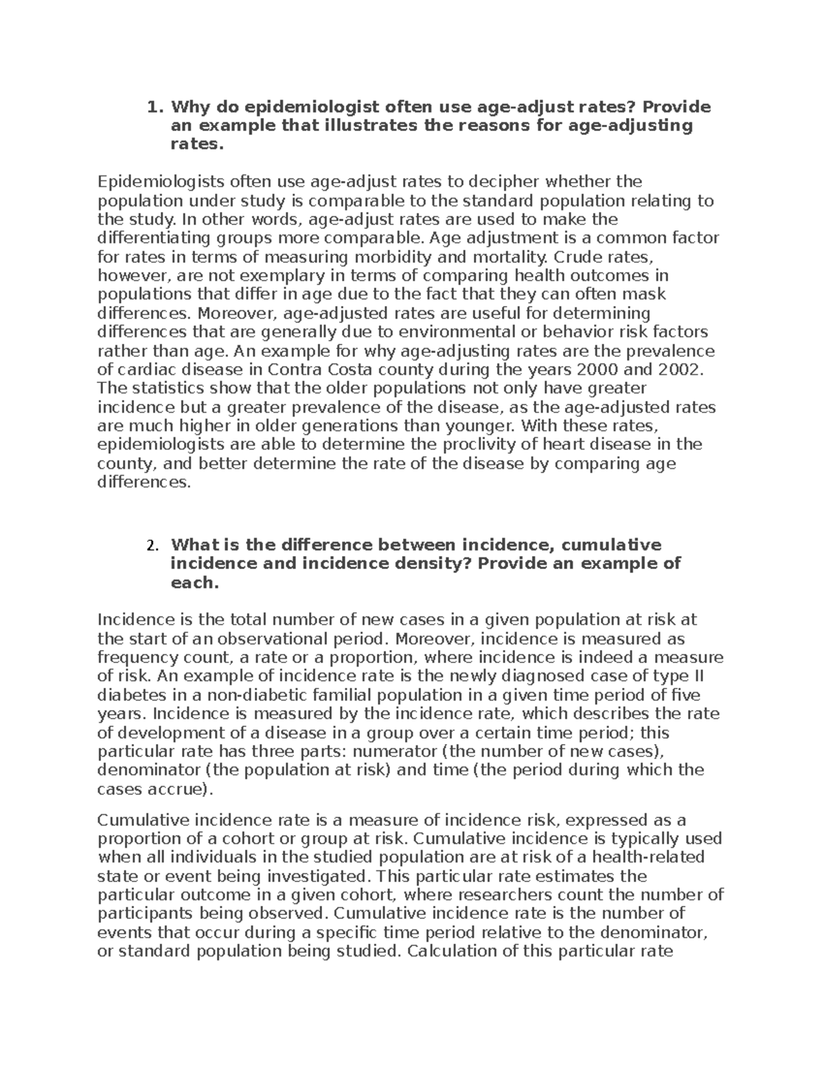 Adv Epi Discussion Assignment - Why do epidemiologist often use age ...