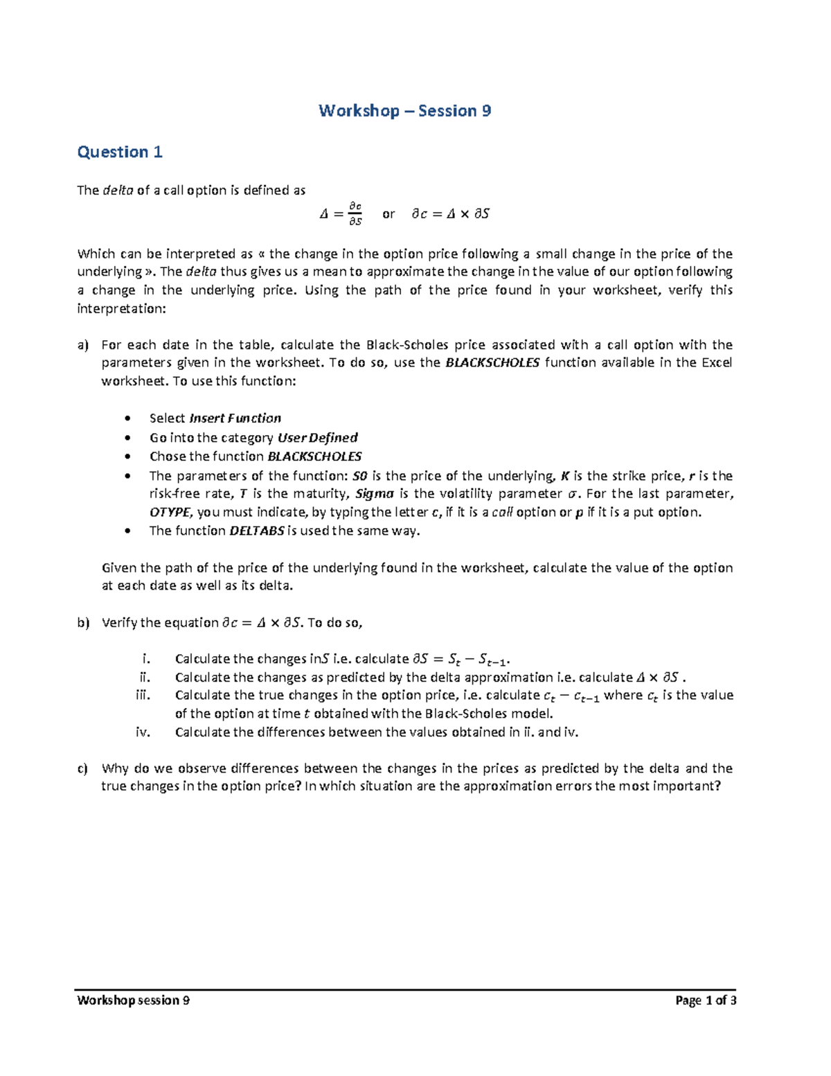 Lecture 9 workshop - Workshop session 9 Page 1 of 3 Workshop – Session ...