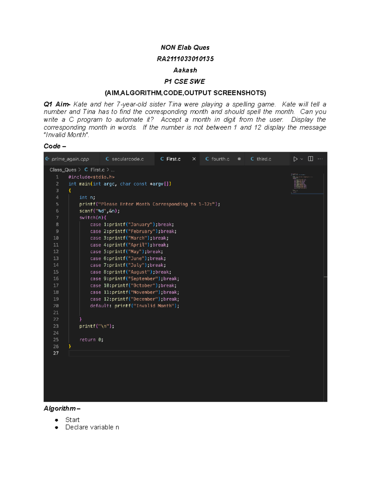 NON E-LAB ODD EVEN solved - NON Elab Ques RA Aakash P1 CSE SWE (AIM ...