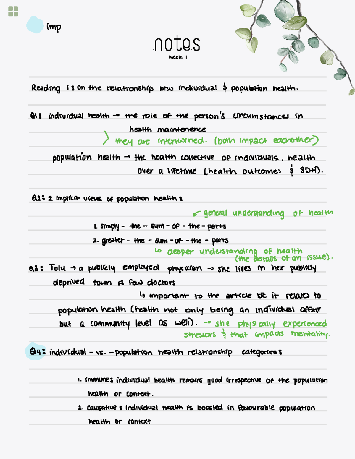 Week 1-4 reading answers - ####### Imp week 1 Reading 13 On the ...